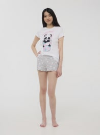 Optička bela Set pidžame majica i šorts sa životinjom | Terranova