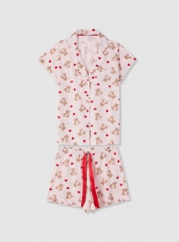 Var pink light Short pyjama set with teddy bear print - Buy Online ...