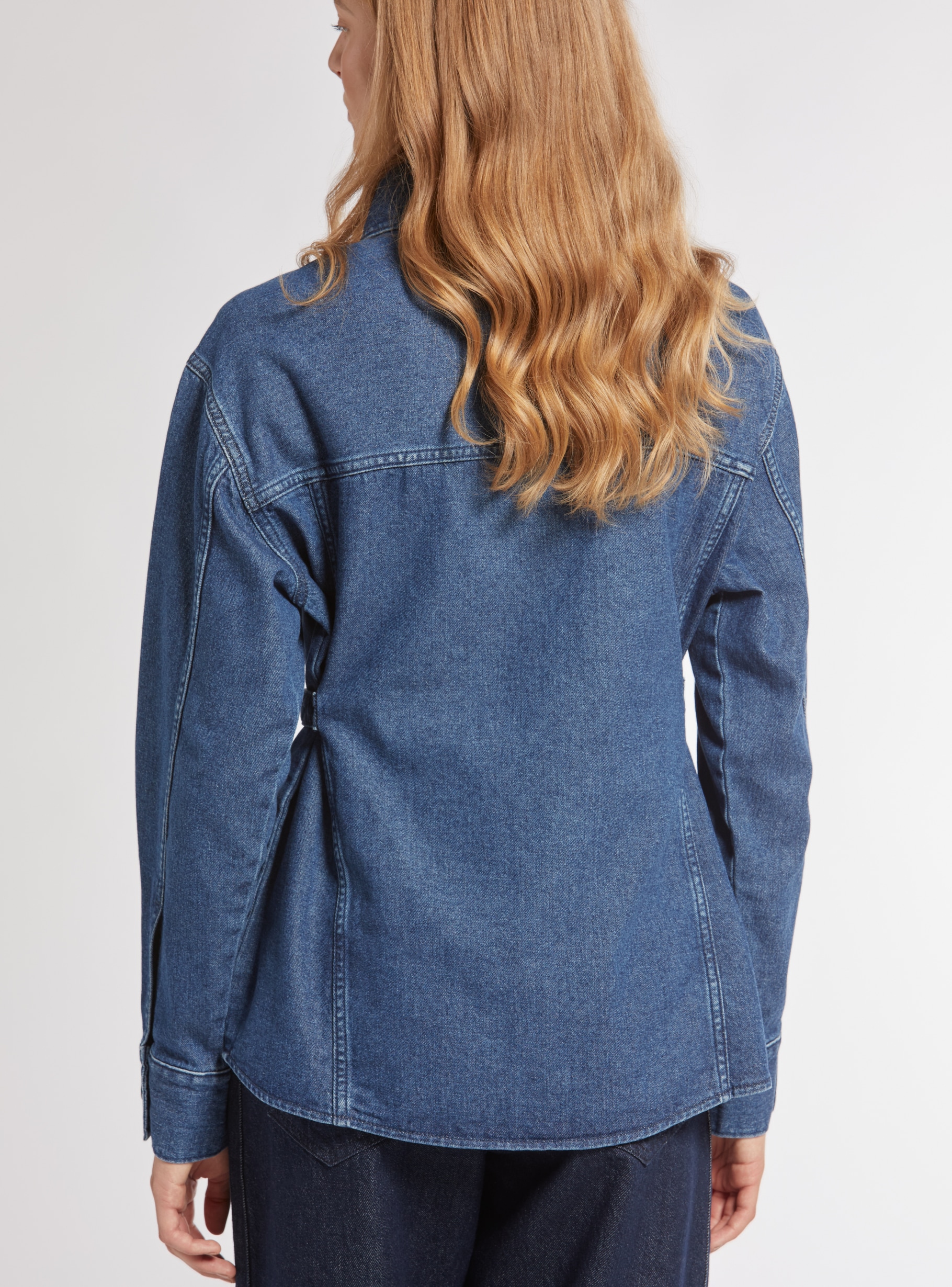 Middle blue denim TRNPOPLAB denim shirt with buckles - Buy Online ...