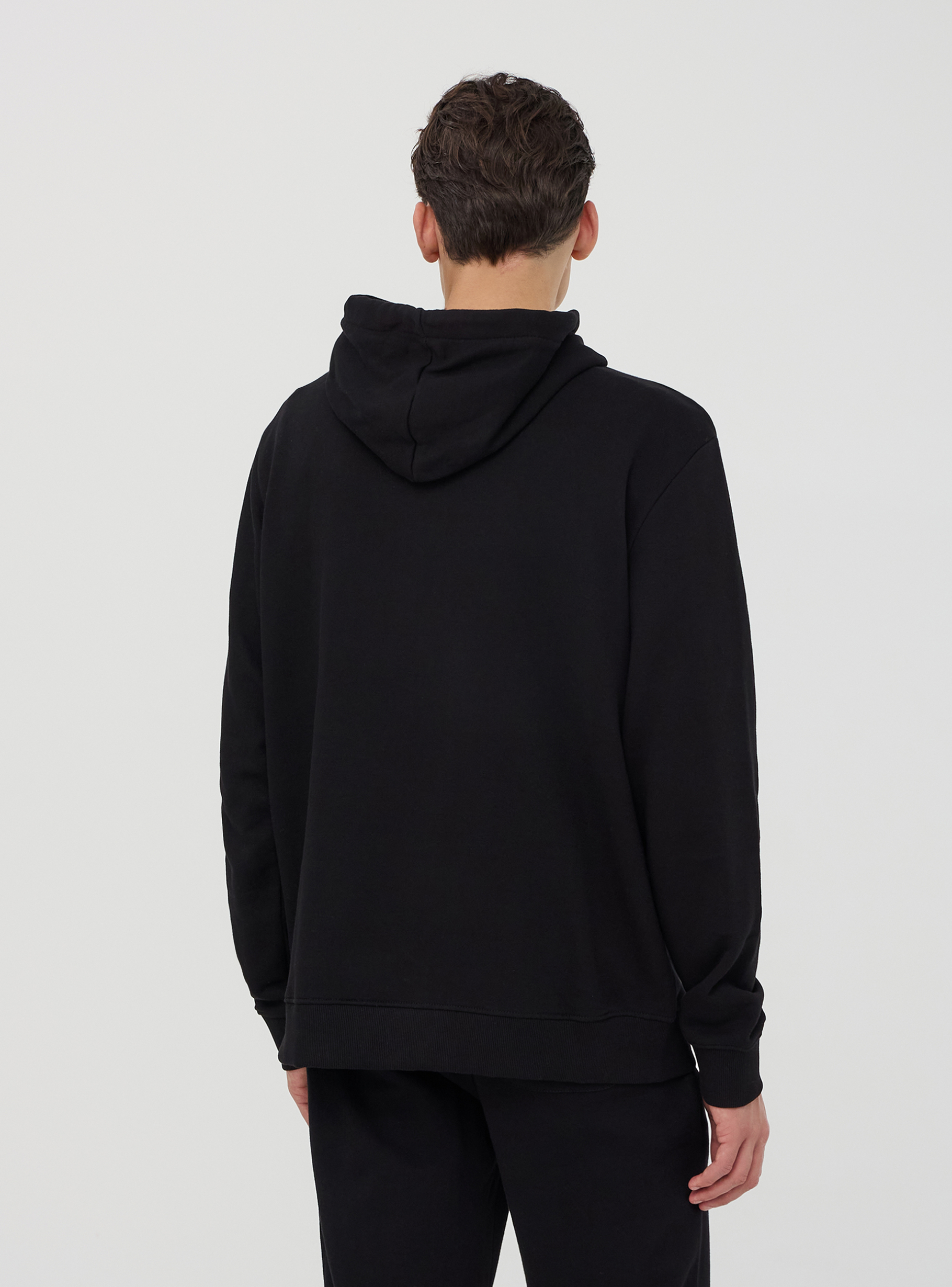 Black Hooded sweatshirt with drawstrings and 3D printed lettering - Buy ...