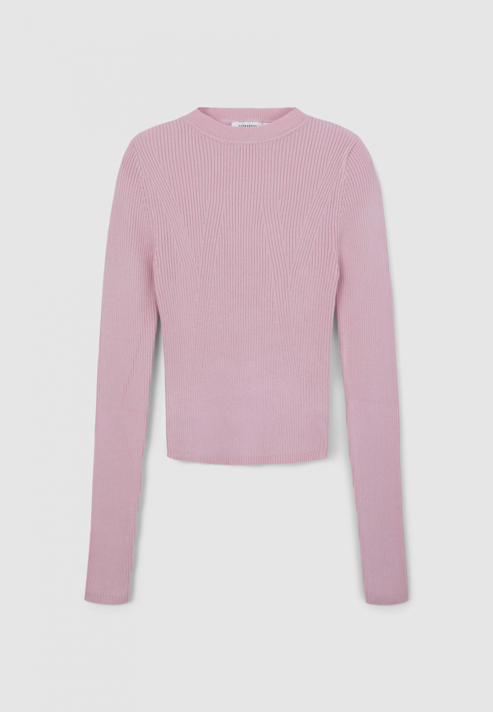 Pull court ajusté en côte uni Rose - Achetez en ligne | Terranova