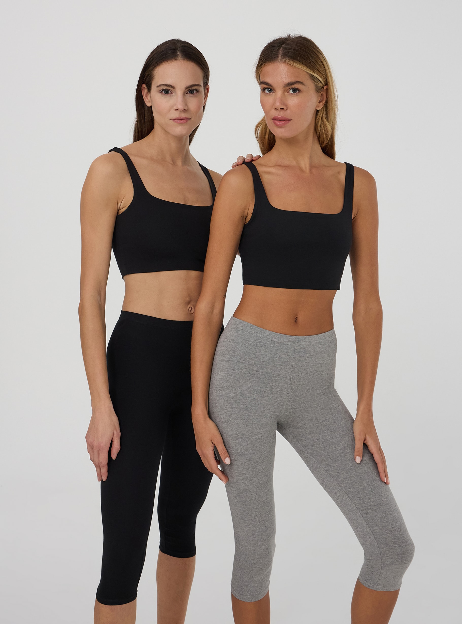 Black Pack of 2 crop tops with square neckline - Buy Online | Terranova