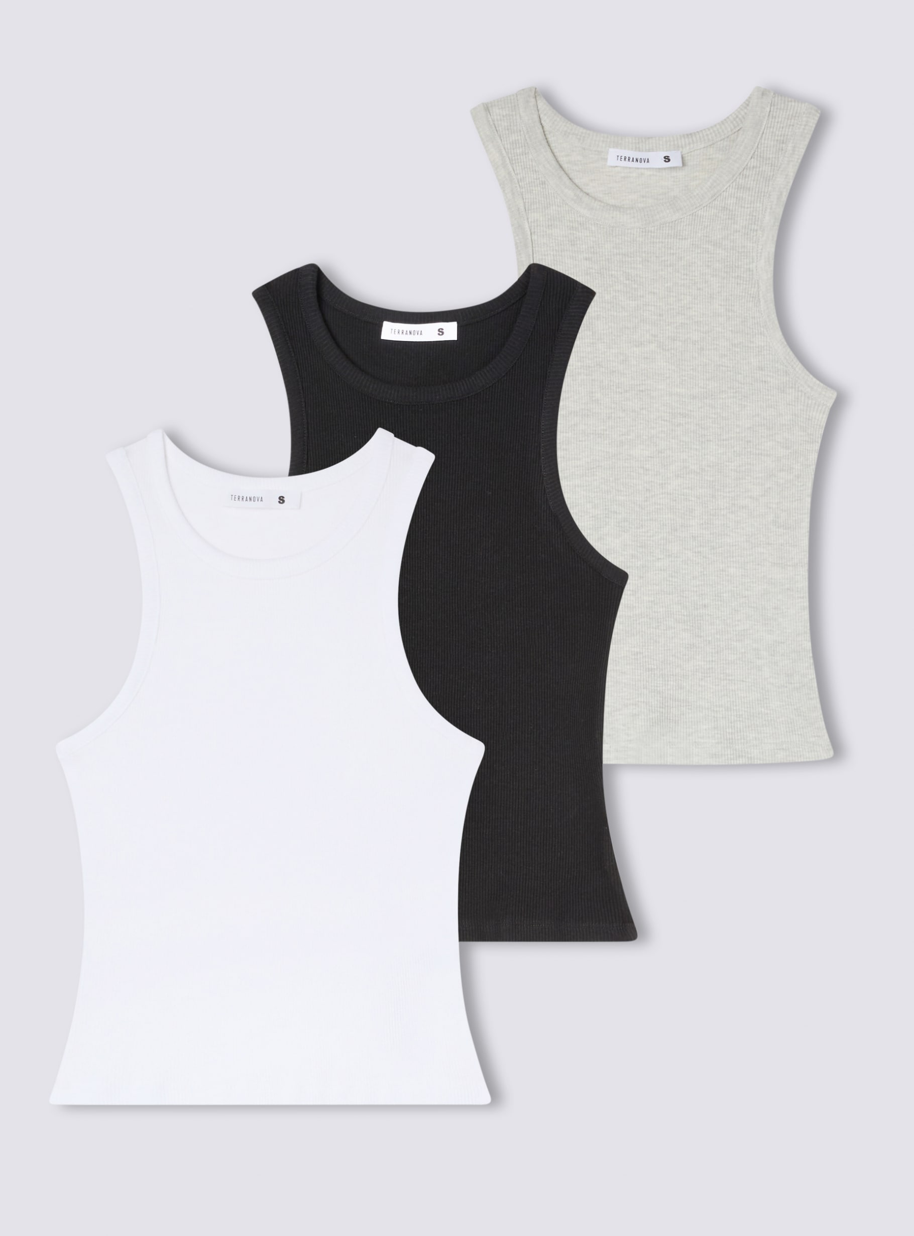 Var ivory melange Pack of 3 plain-colour rowing tank tops - Buy Online ...