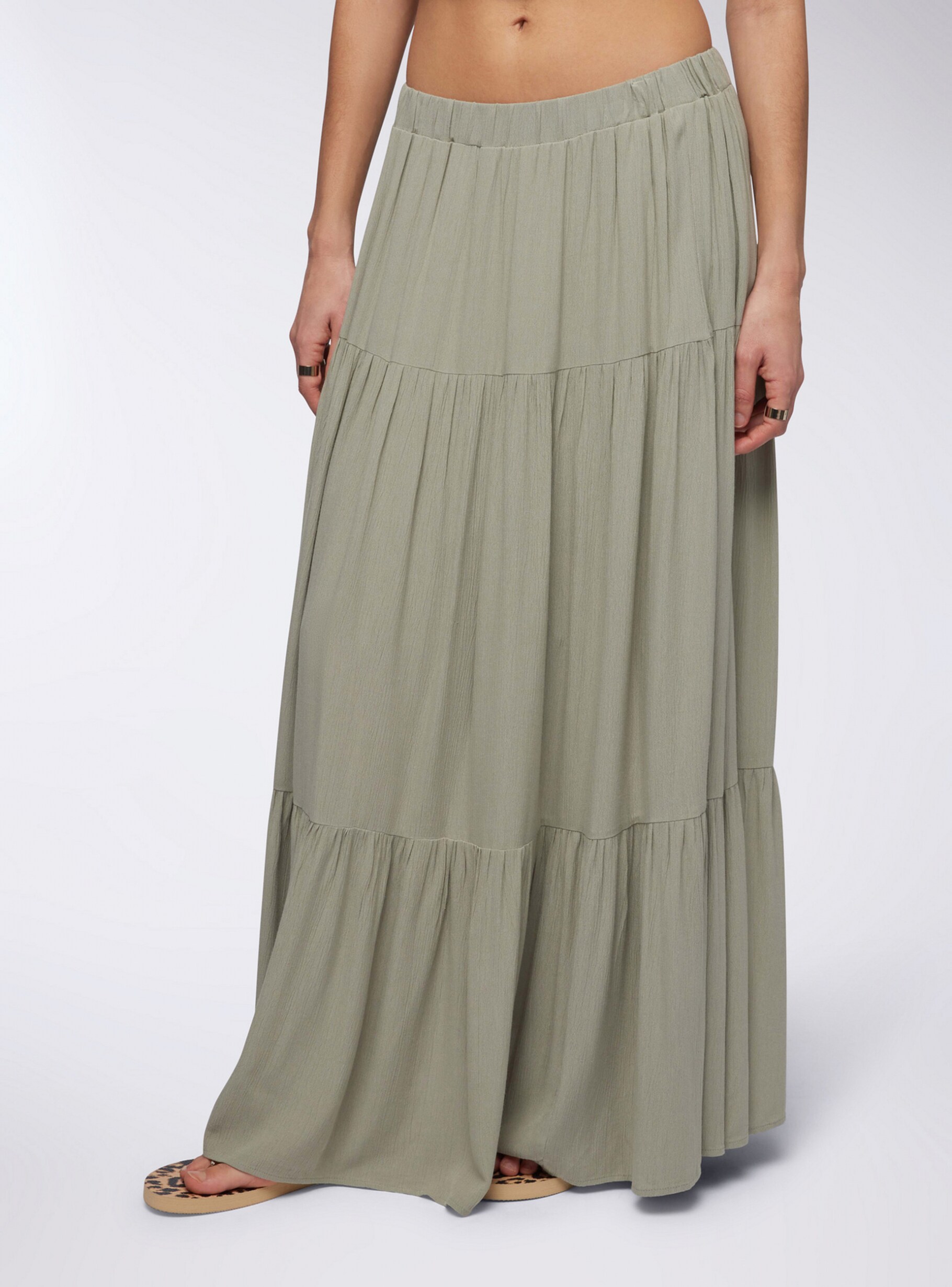 Žalfija Duga suknja sa volanima u jednoj boji | Terranova