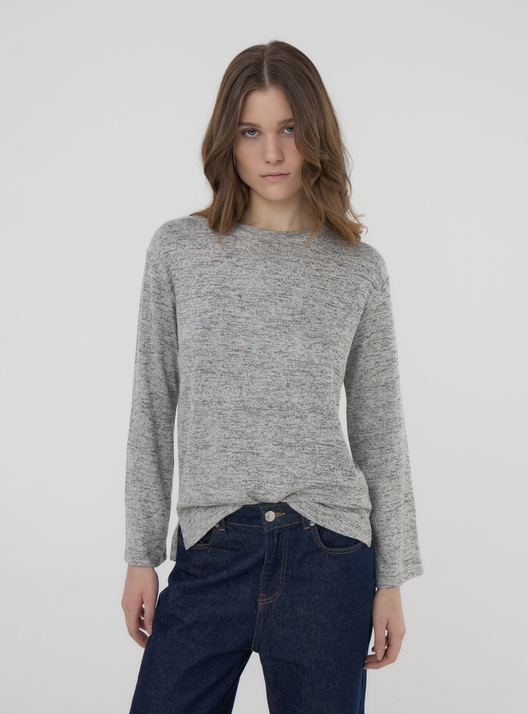 Middle grey melange Plain basic t-shirt - Buy Online | Terranova