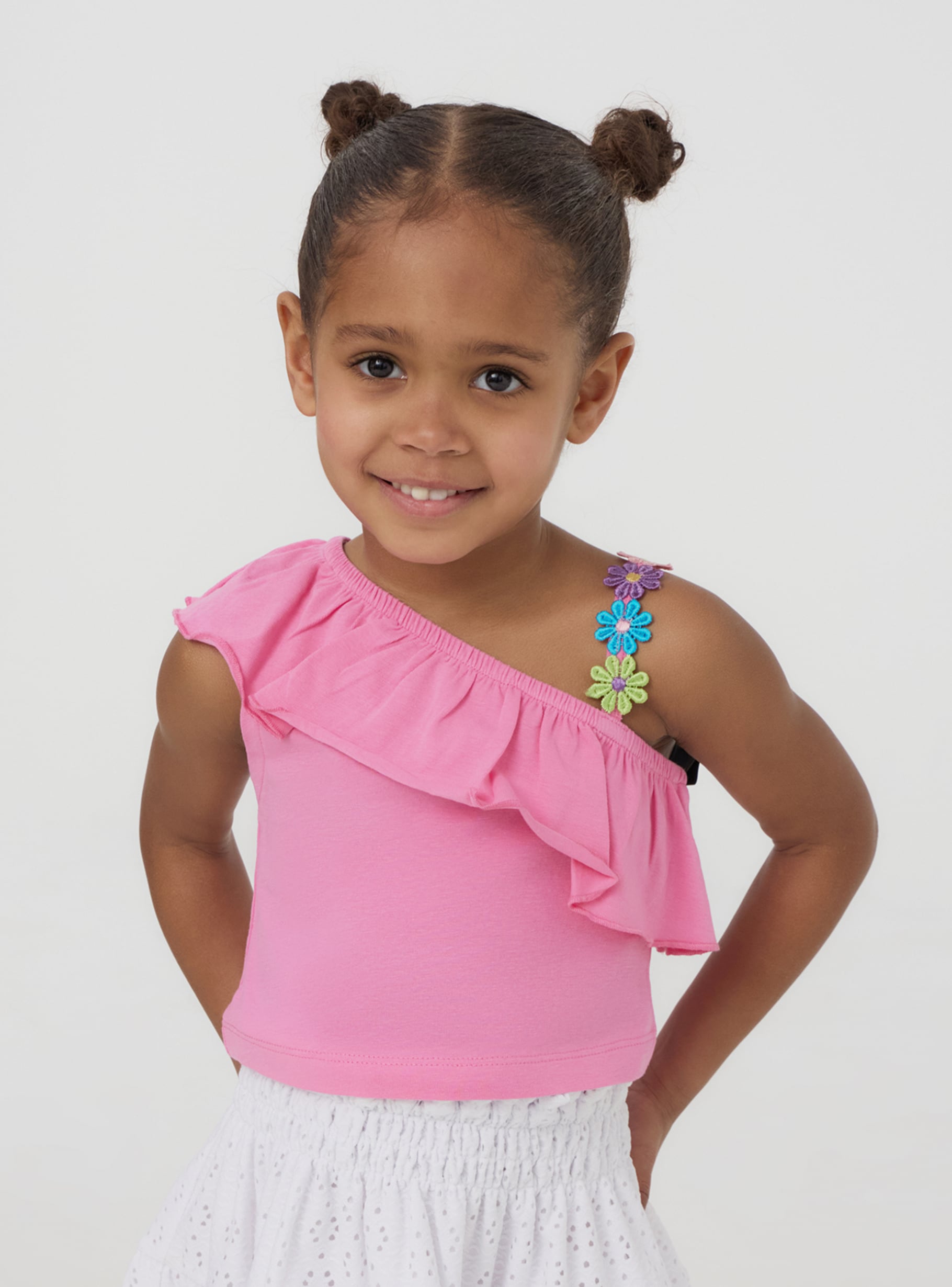 Top avec volants et petites fleurs Rose chewing-gum - Achetez en ligne ...