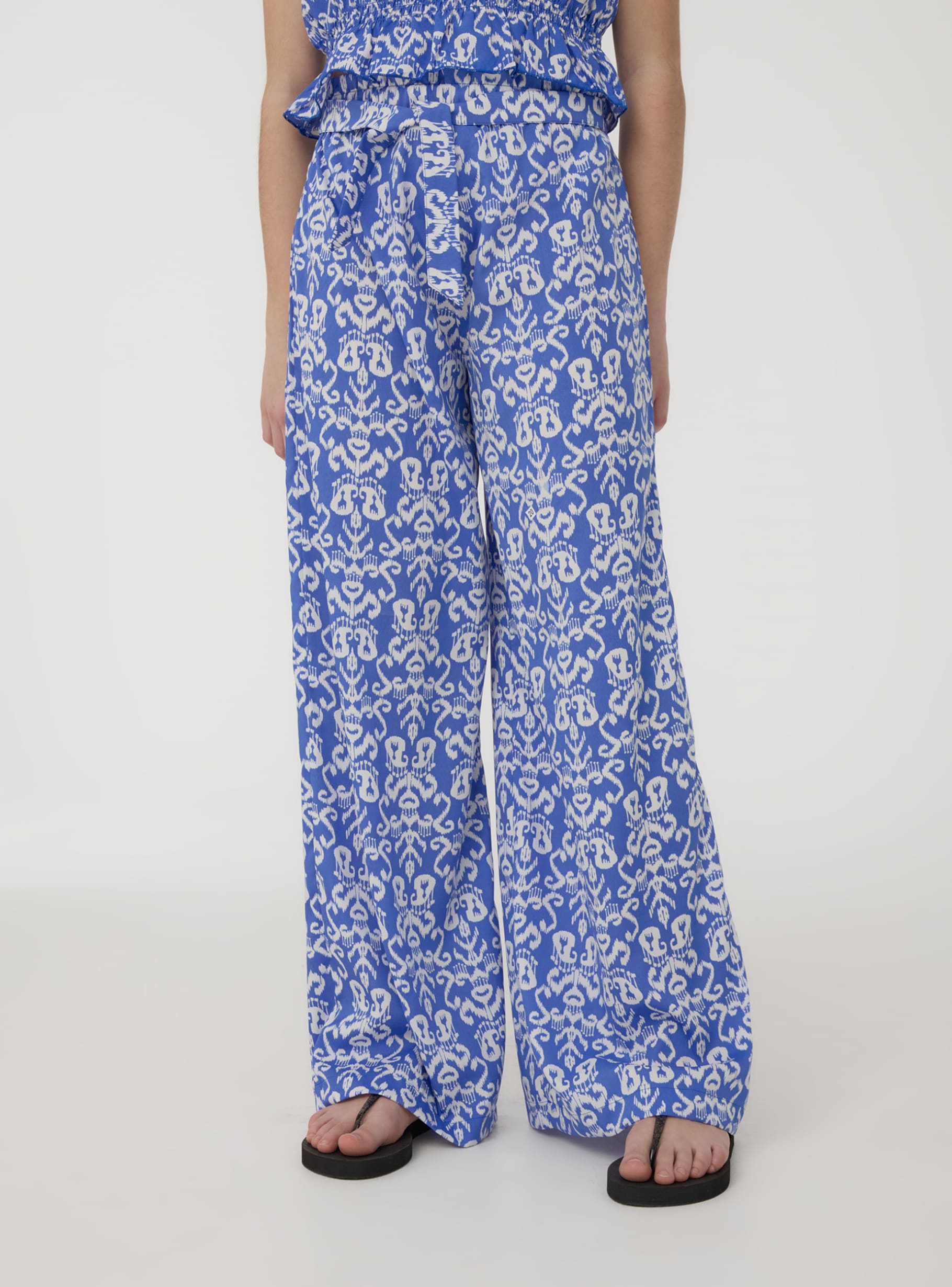 Var light bluette Ethnic patterned wide-leg trousers - Buy Online ...