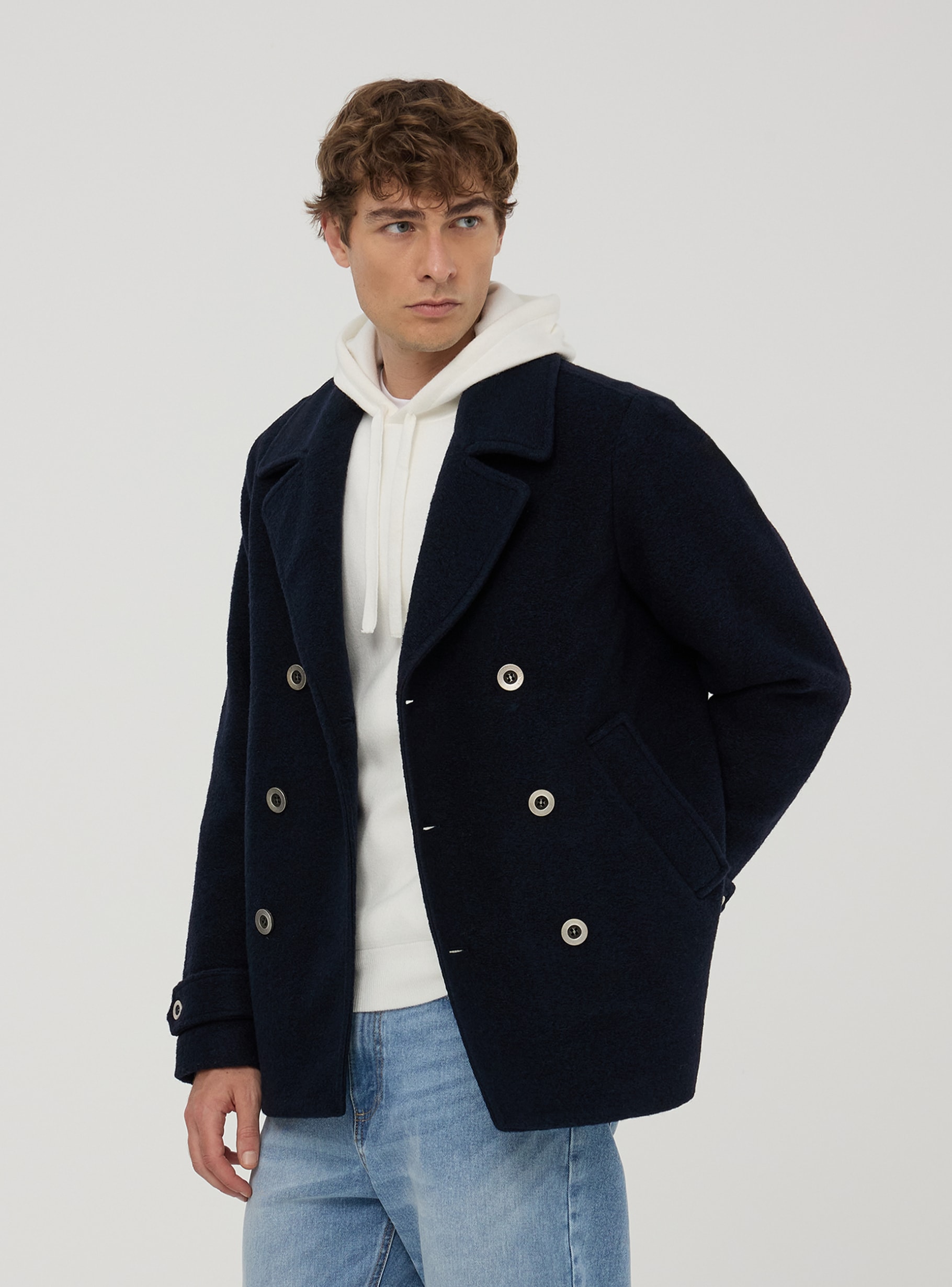 Blu CPTU01887AMAN CAPPOTTO DOPPIOPETTO LANA COTTA S028 | Terranova