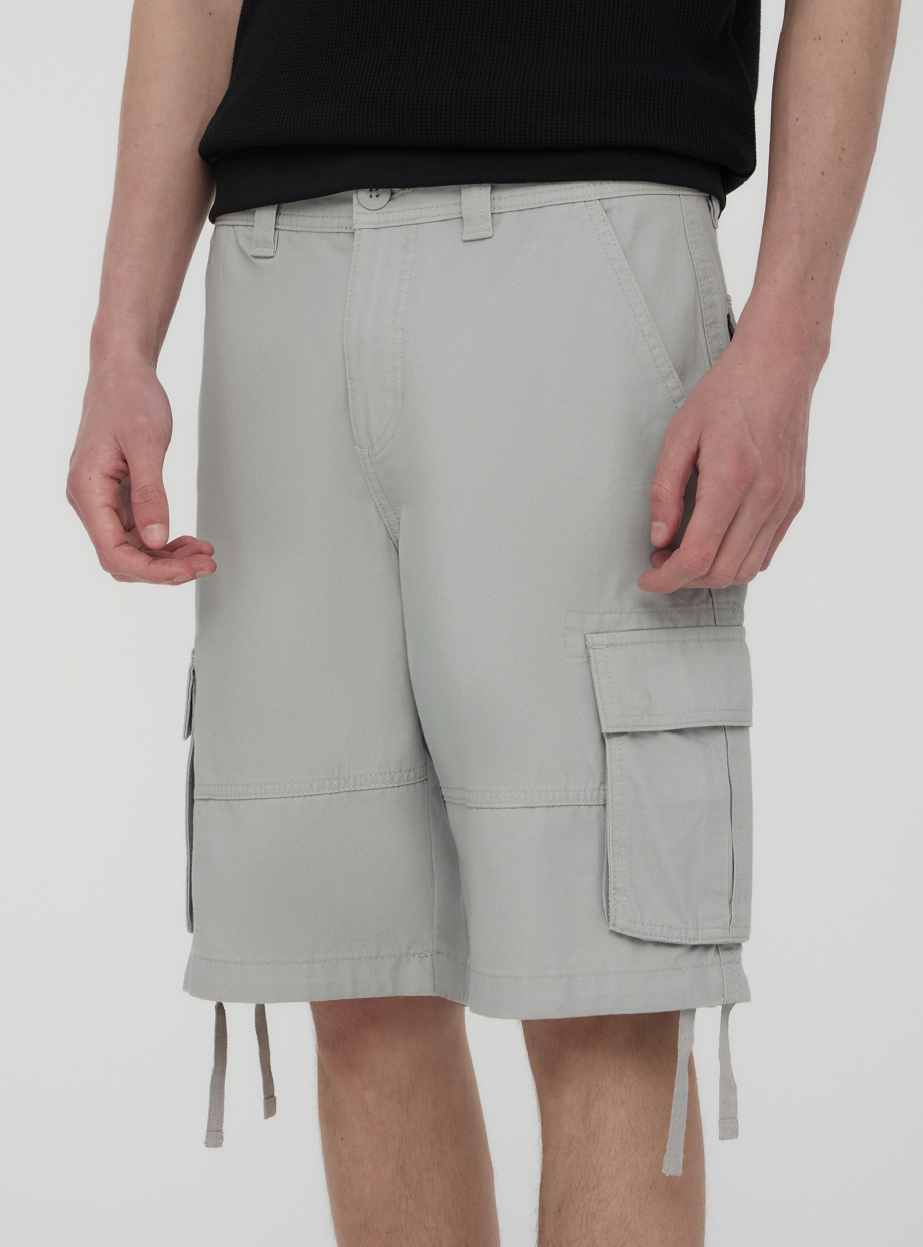 Grey cement Cargo Bermuda shorts with drawstrings - Buy Online | Terranova