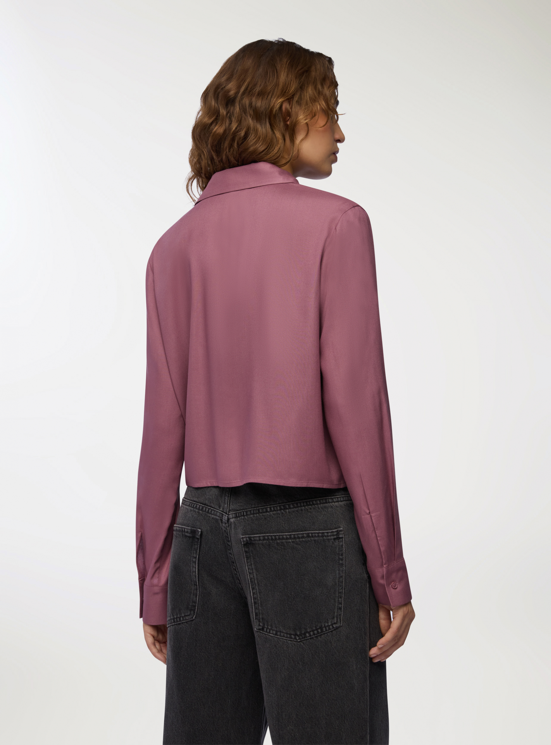 Camicia crop tinta unita Malva - Acquista Online | Terranova