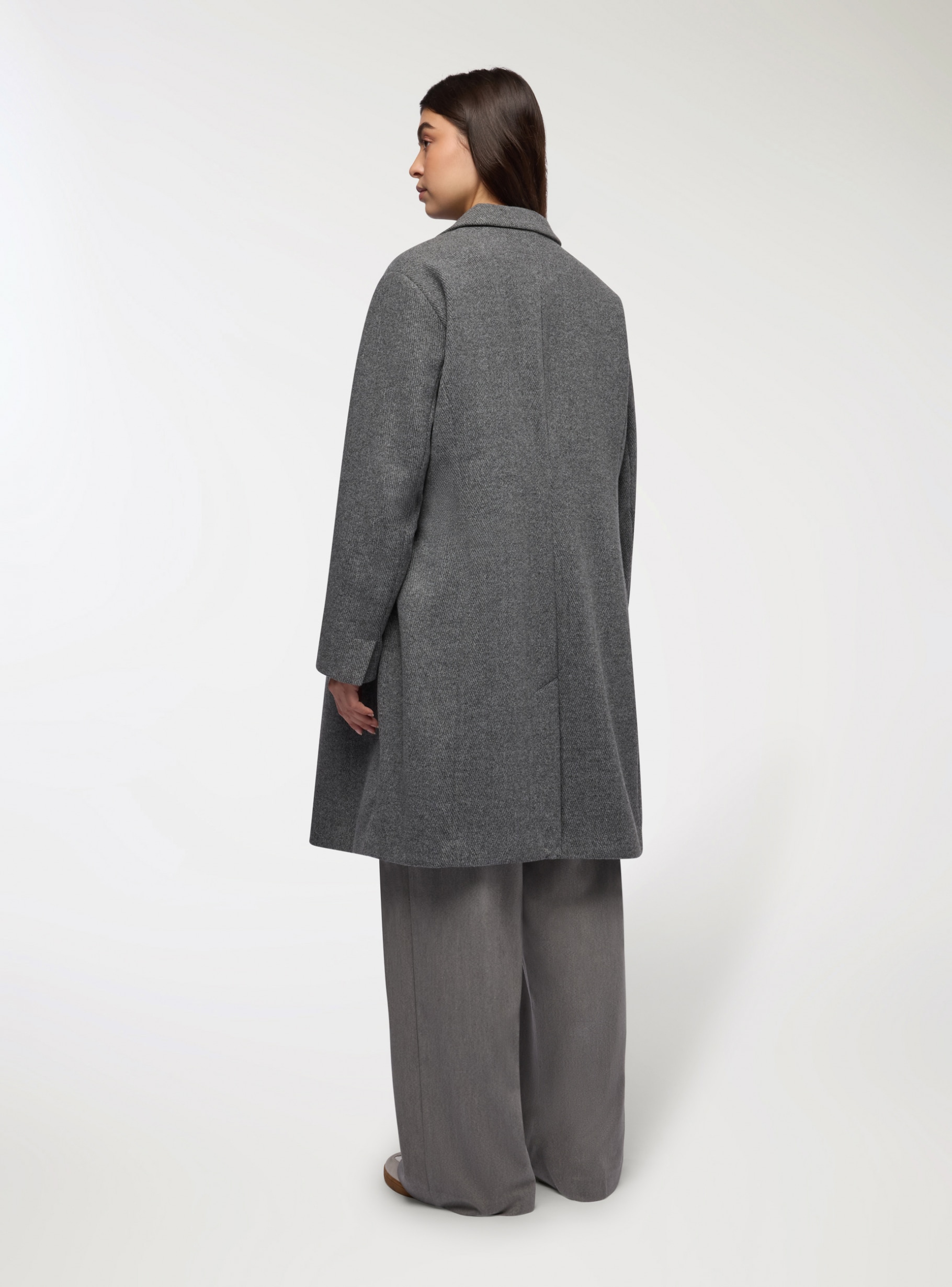 Dark grey melange Single-breasted solid colour coat - Buy Online ...