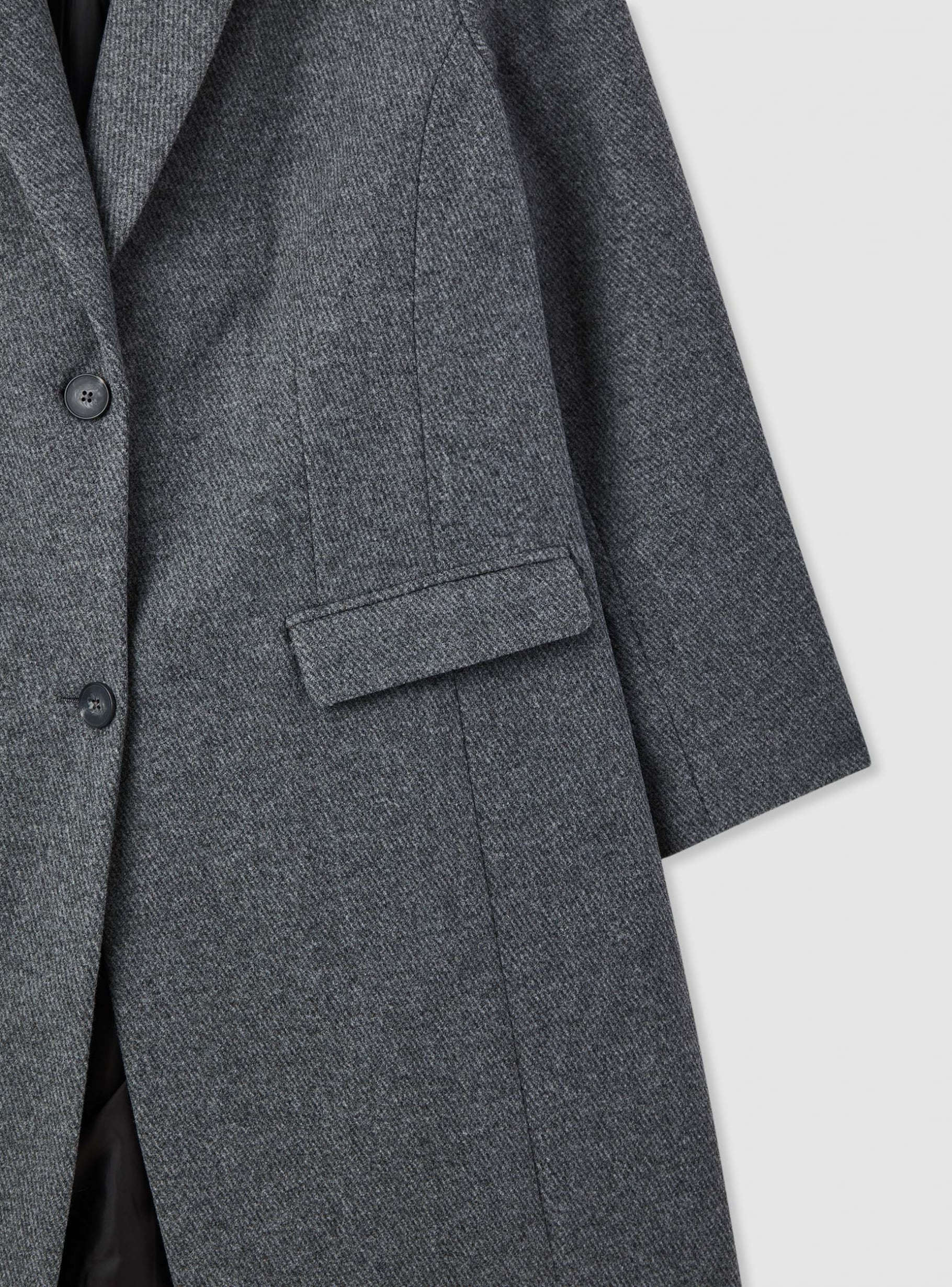 Dark grey melange Single-breasted solid colour coat - Buy Online ...