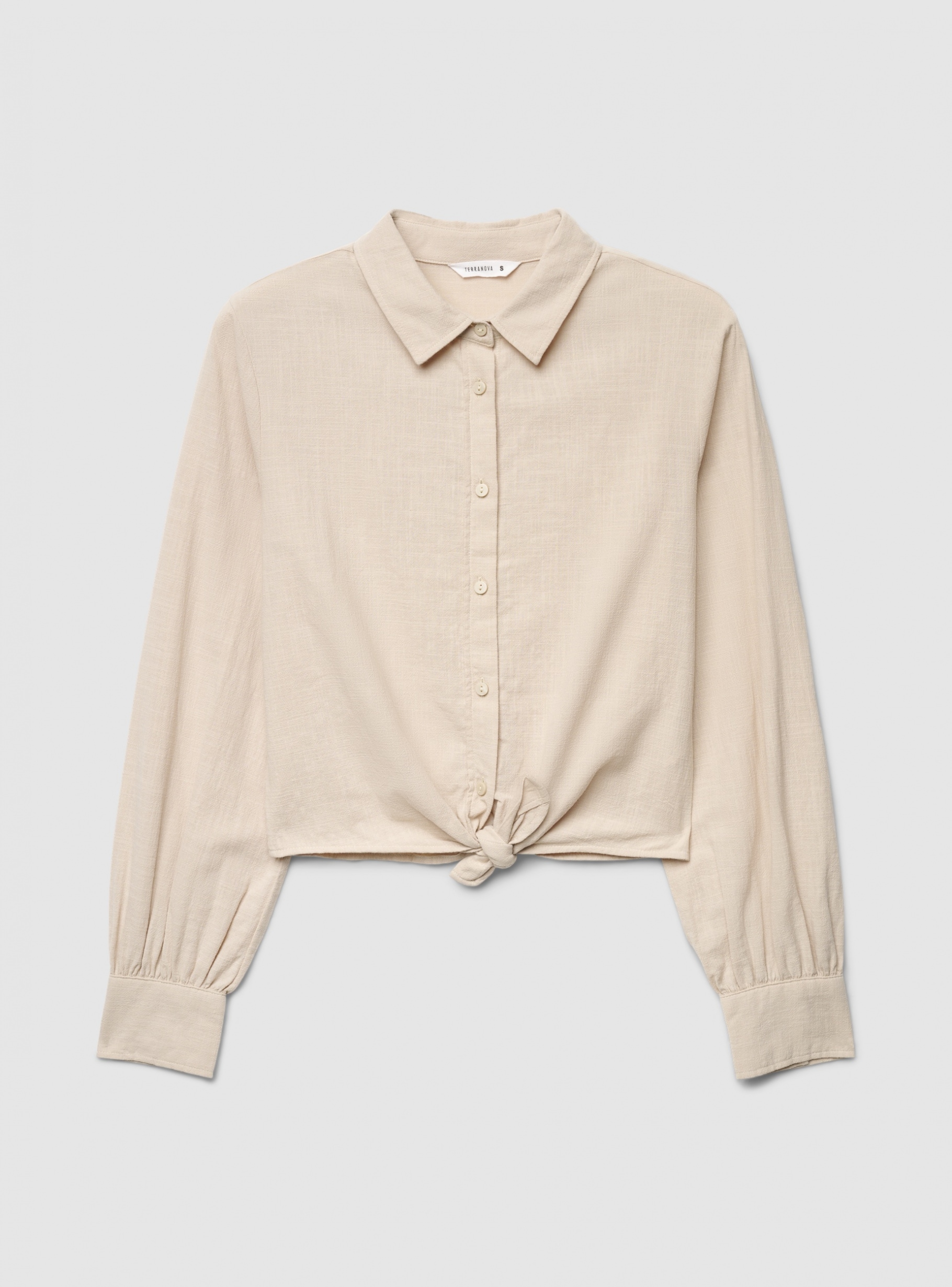 Beis claro Camisa de manga larga lisa | Terranova