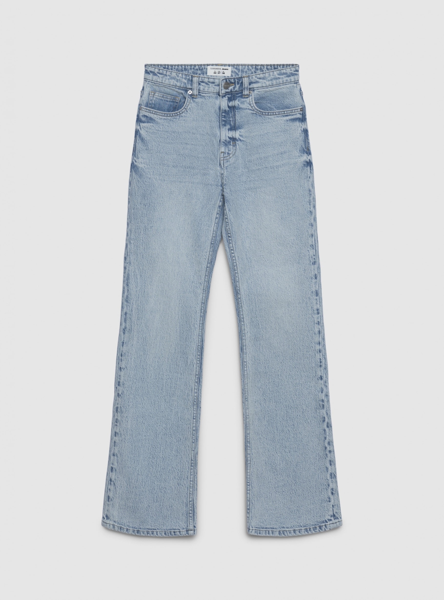 Light blue denim Solid colour bootcut jeans - Buy Online | Terranova