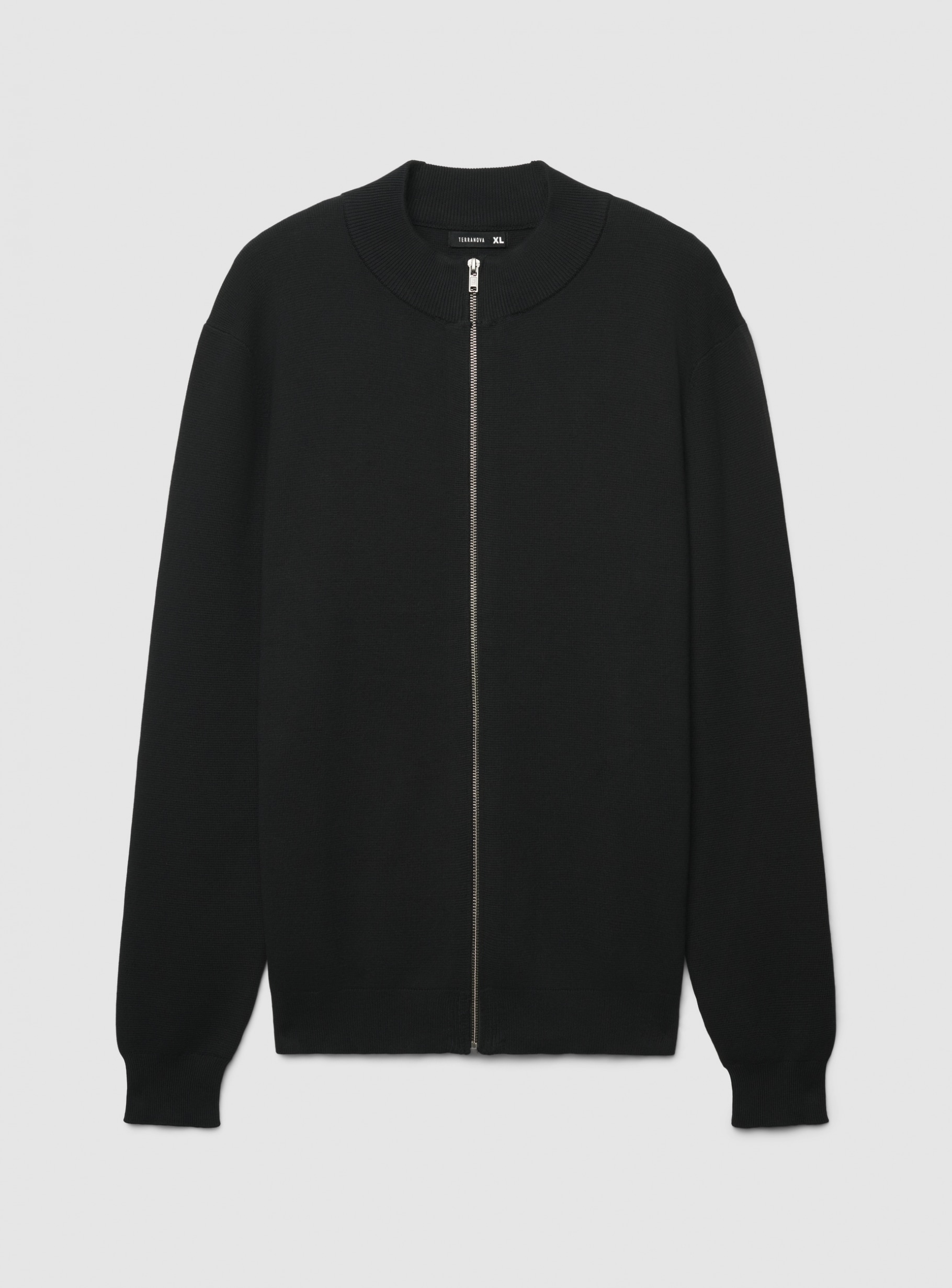 Cardigan con zip a tinta unita Nero - Acquista Online | Terranova