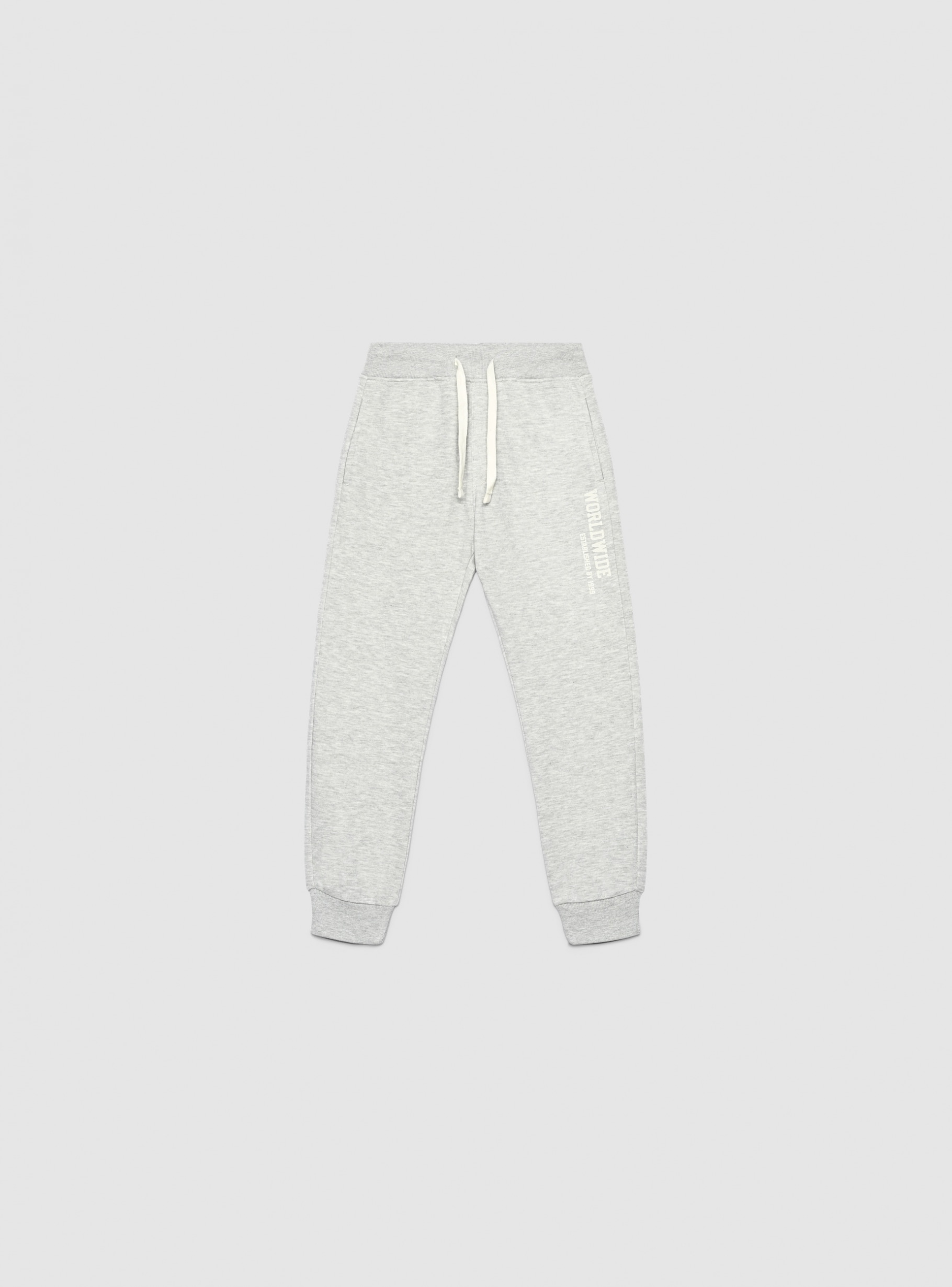 Light grey melange Tracksuit trousers with side print - Buy Online ...