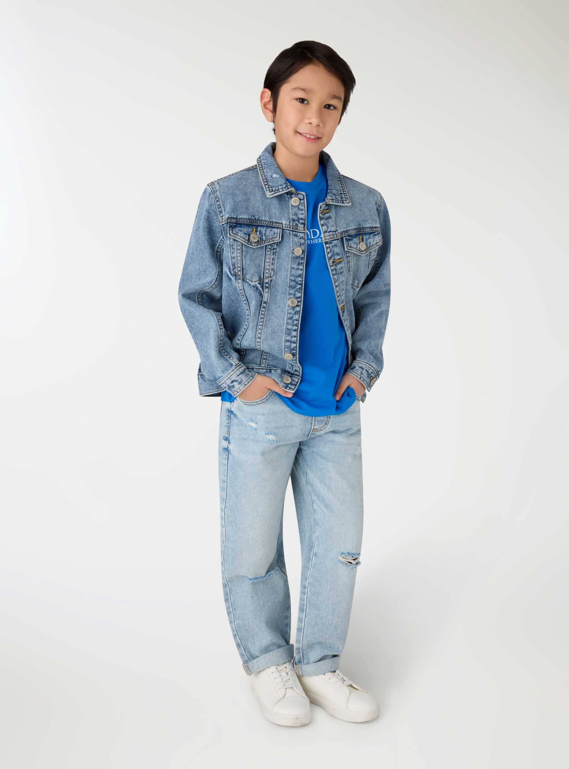 Pantalone Jeans Lungo Tinta Unita Blu denim chiaro - Acquista Online ...