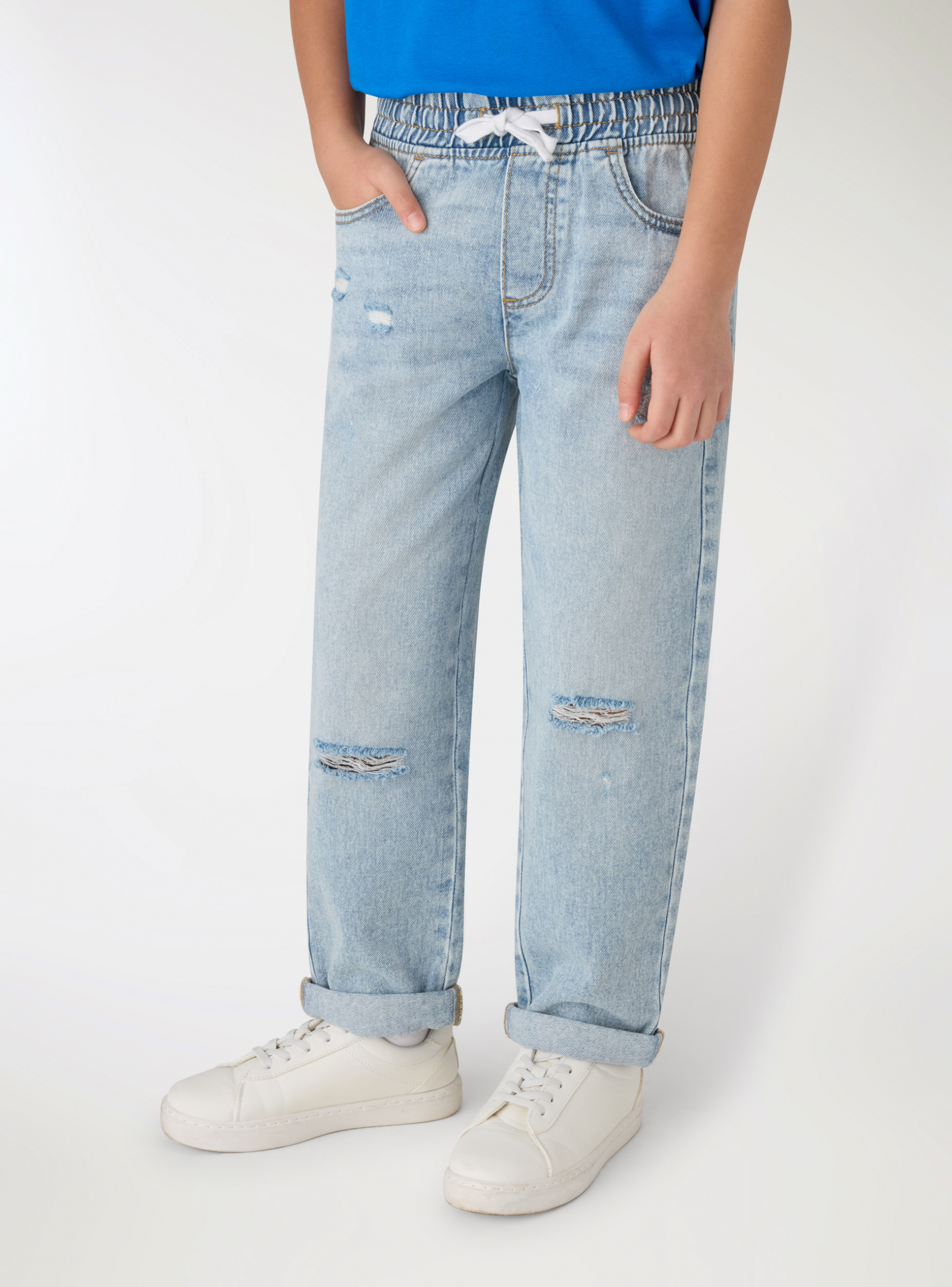 Pantalone Jeans Lungo Tinta Unita Blu denim chiaro - Acquista Online ...