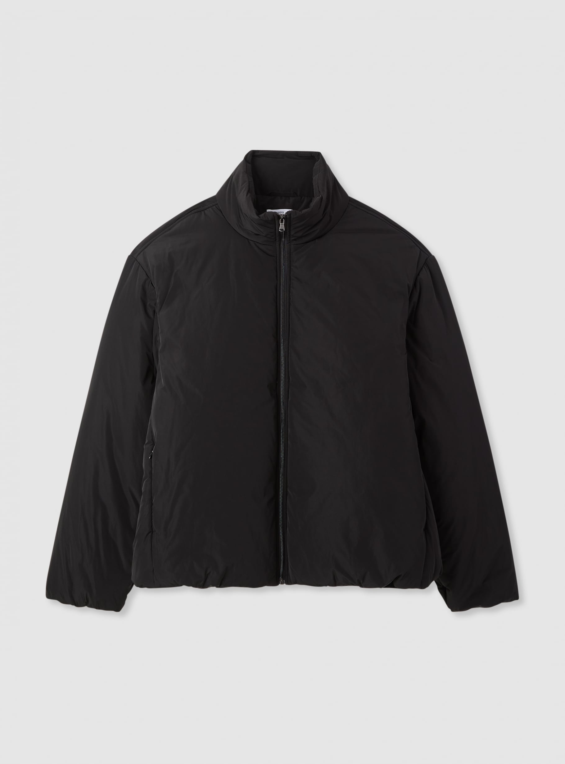 Black Padded jacket with high collar and zip - Buy Online | Terranova