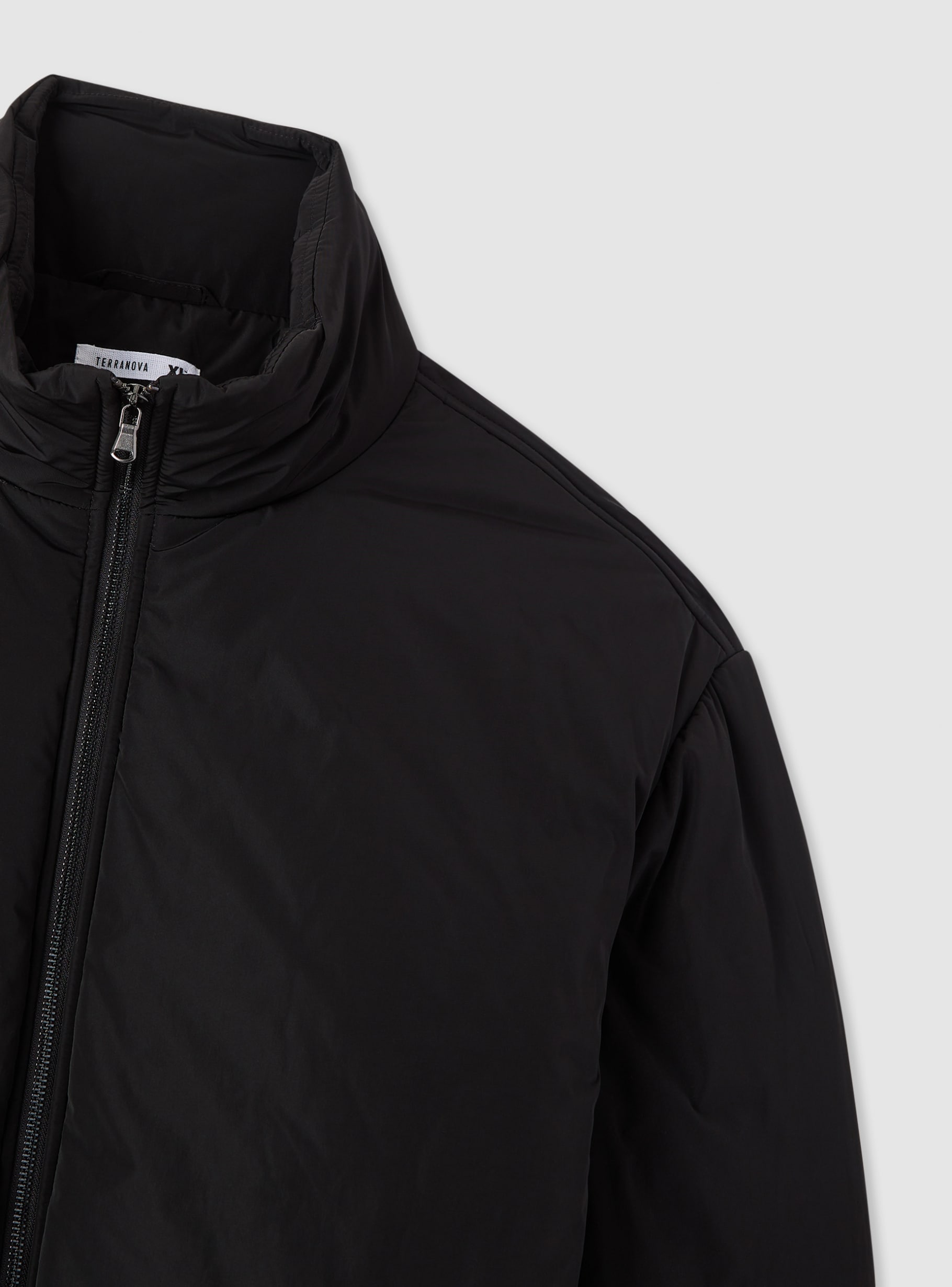 Black Padded jacket with high collar and zip - Buy Online | Terranova