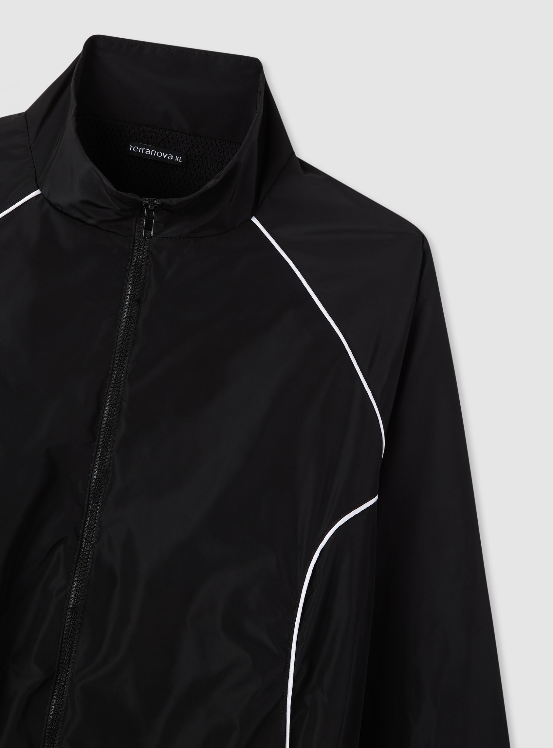 Black Lightweight jacket with zip and contrast trim - Buy Online ...
