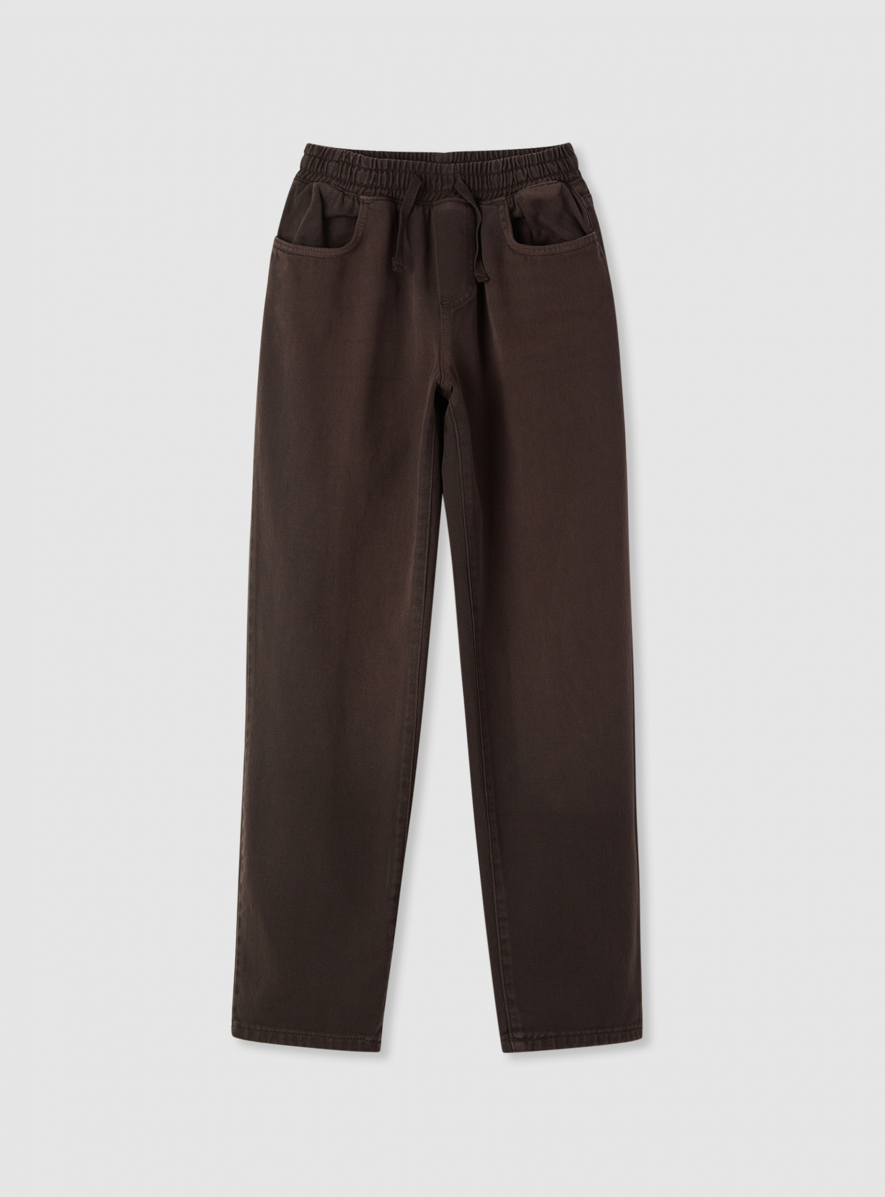 Brown Solid colour drill jogger jeans - Buy Online | Terranova