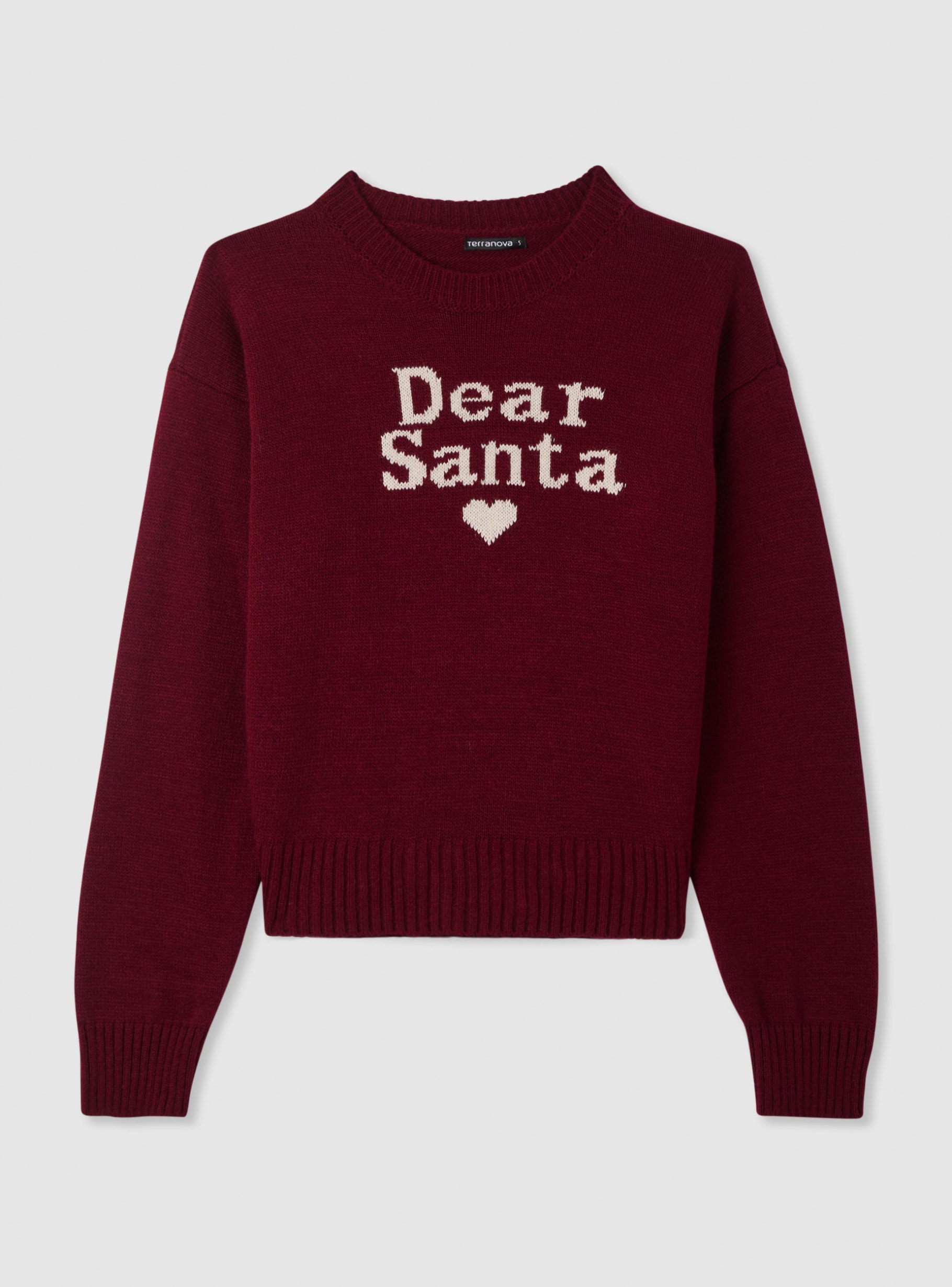 Bordeaux Sweater with Christmas lettering - Buy Online | Terranova