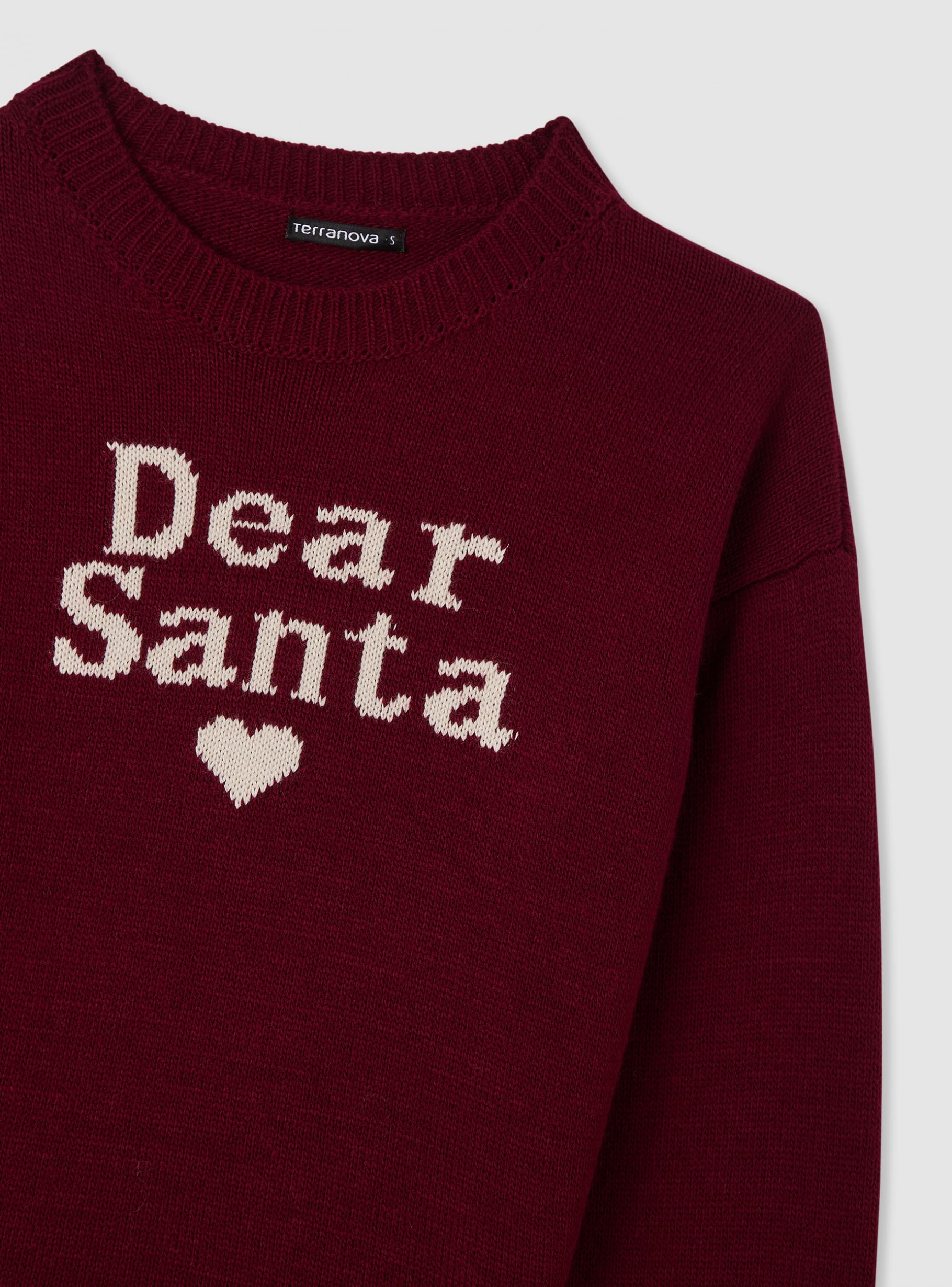 Bordeaux Sweater with Christmas lettering - Buy Online | Terranova