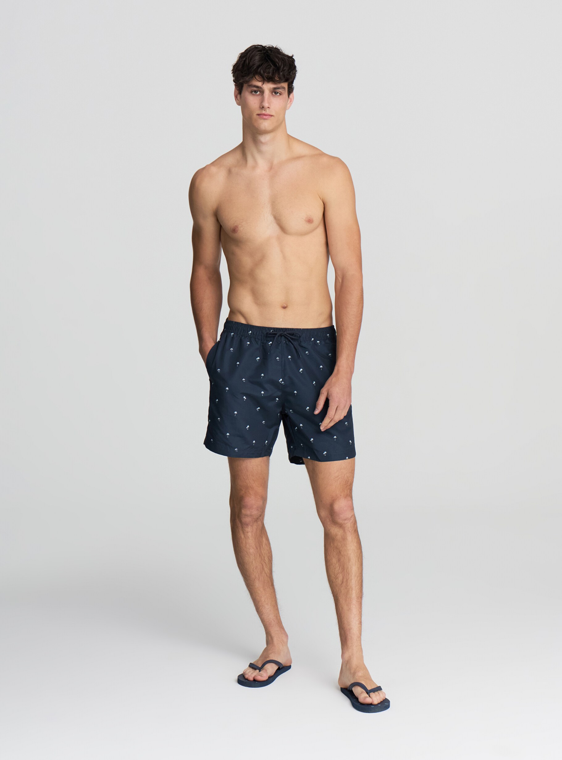 Var plava navy Bermuda, more, mikrofantazija, palme i suncobrani ...