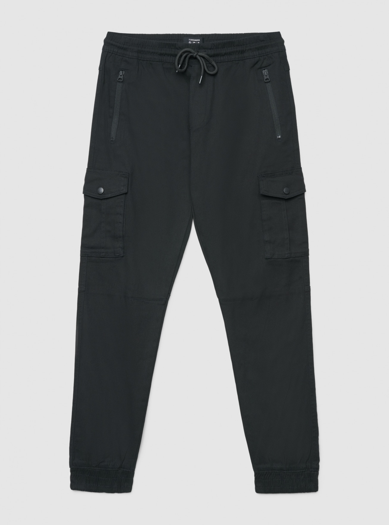 solid black trousers